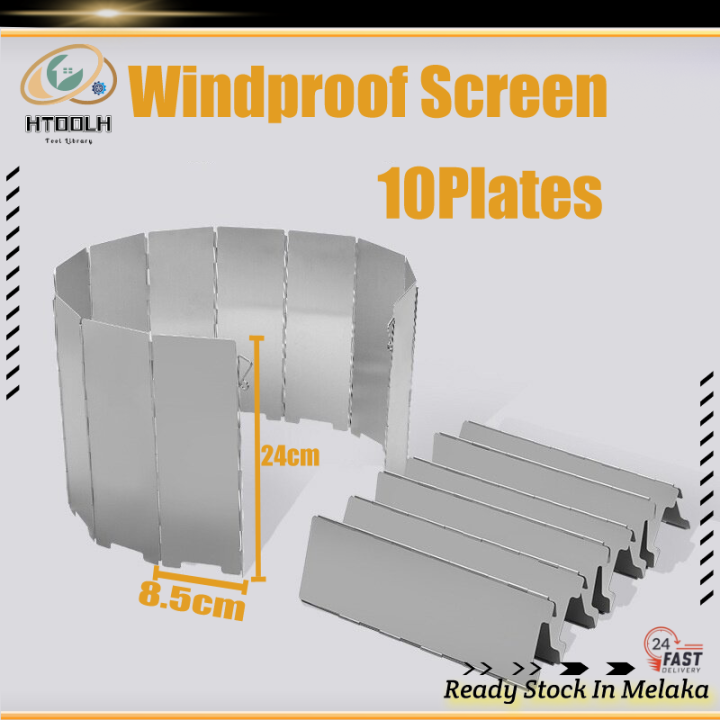HTOOLH 10 Plate Foldable Aluminum Outdoor Stove Wind Shield Gas Burner ...