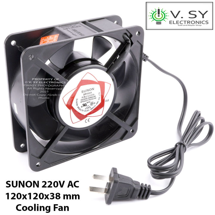 SUNON / Circuitshoppe DP200A 220V AC 120mm Blower Exhaust Rotary Cooling Fan 220VAC 120x120x38 ...