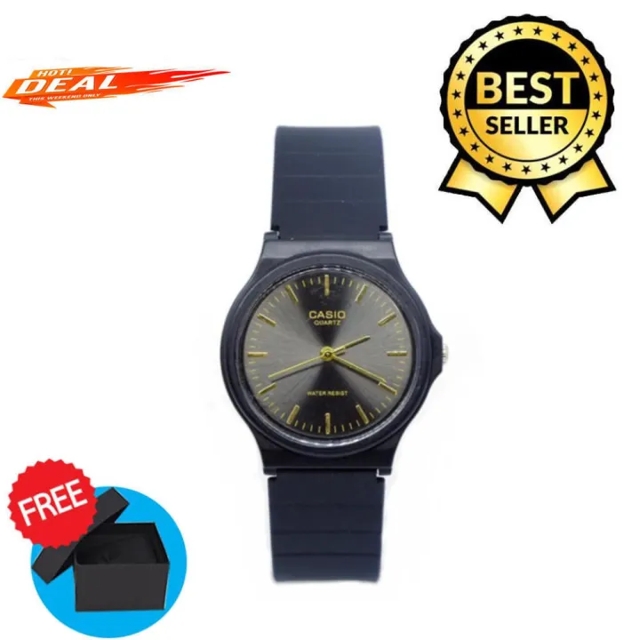 Casio Waterproof Quartz CR050 MQ24 KP All Black Resin Band Watch for ...