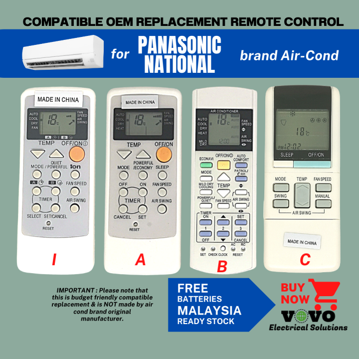 Compatible OEM Replacement Remote Control for NATIONAL or PANASONIC Air ...