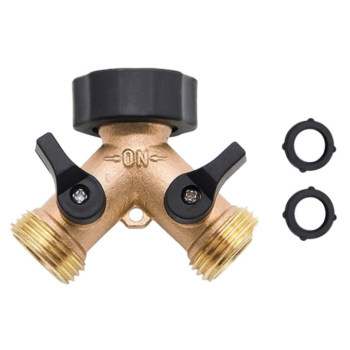 (AXJZ) Brass 2-Way Garden Tap Splitter Female 3/4 Y Hose Splitter ...