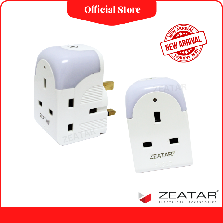 ZEATAR Adaptor 3 Way With LED Dim Light Touch Sensor SIRIM Approved ...