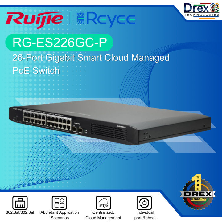 RUIJIE/REYEE (RG-ES226GC-P) 26-Port Gigabit Smart Cloud Managed PoE ...