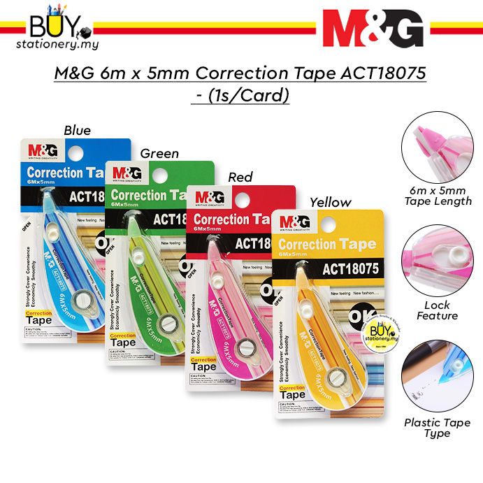 M&G 6m x 5mm Correction Tape ACT18075 - (1s/Card) | Lazada
