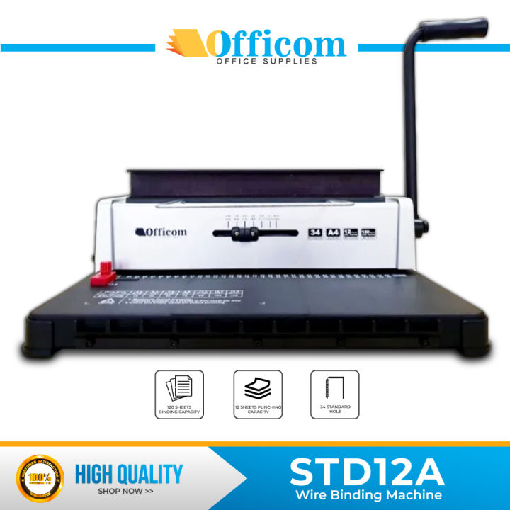 Officom High Quality Wire Binding Machine STD12A A4 Size 120 Sheets ...