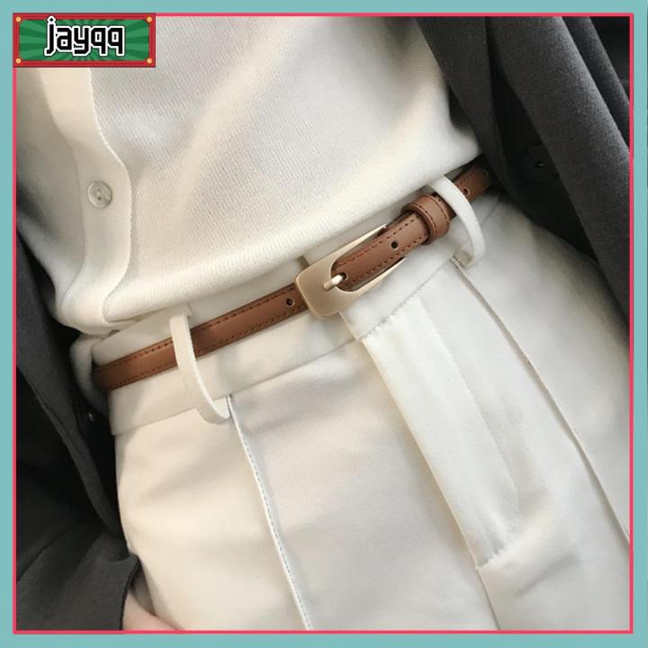 JAYQQ เข็มขัดหนังวินเทจสไตล์ย้อนยุคสำหรับผู้หญิงกางเกงสายรัดเอวแบบบางเข็มขัดรัดเอวโลหะเข็มขัดชุด ...