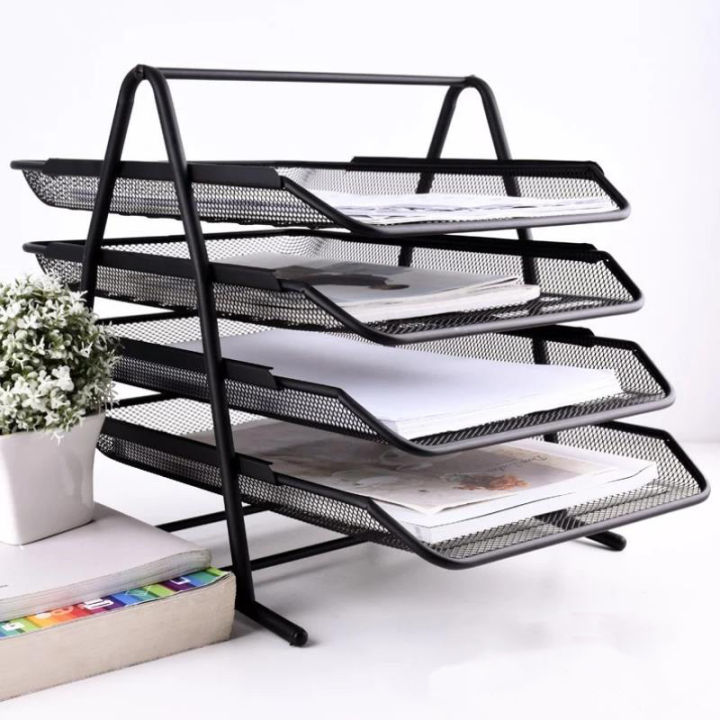 LoverHomes 4 Tier Metal Wire Mesh Desk Organizer A4 Document Tray ...