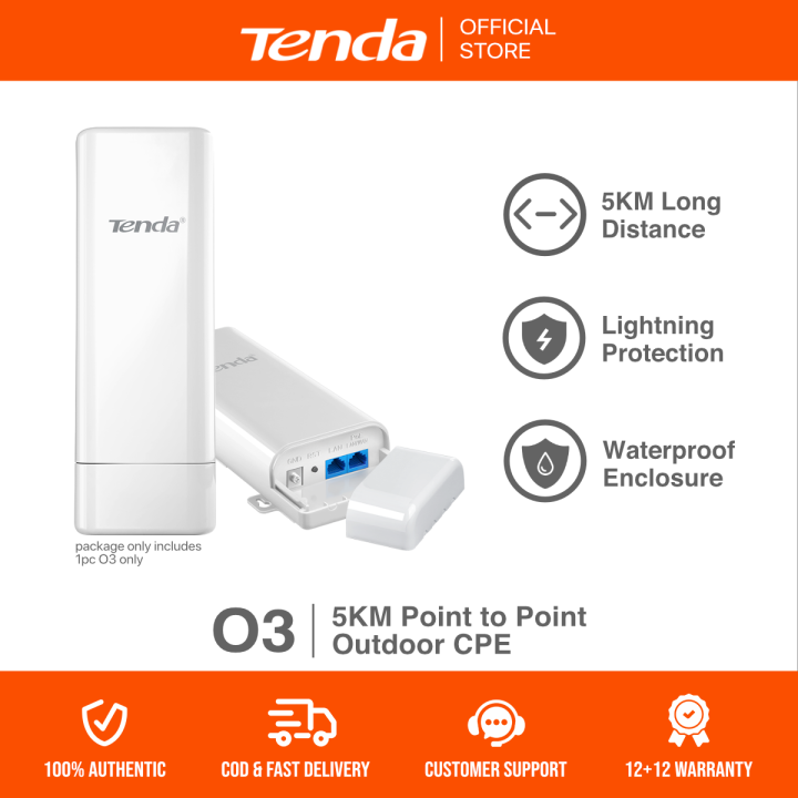 Tenda O3 v2 5KM Long Distance P2P Outdoor CPE | IP64 Waterproof | 12dBi ...