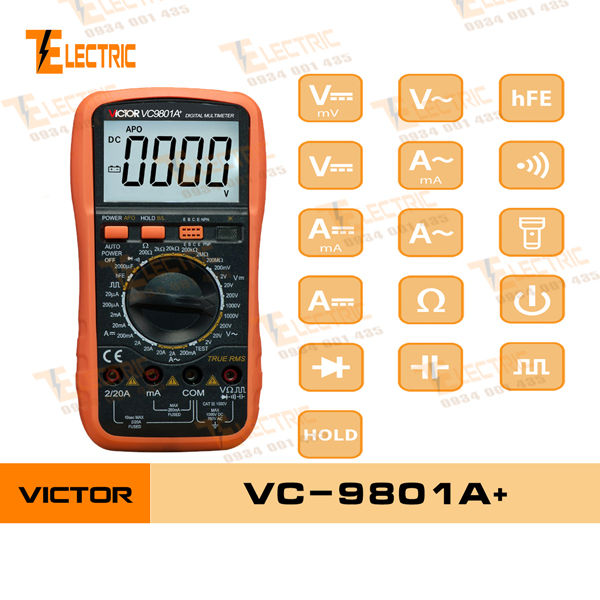 [HCM]Victor VC - 9801A+ Đồng Hồ Đo Điện Đo Tụ Điện Victor VC 9801 | Lazada.vn