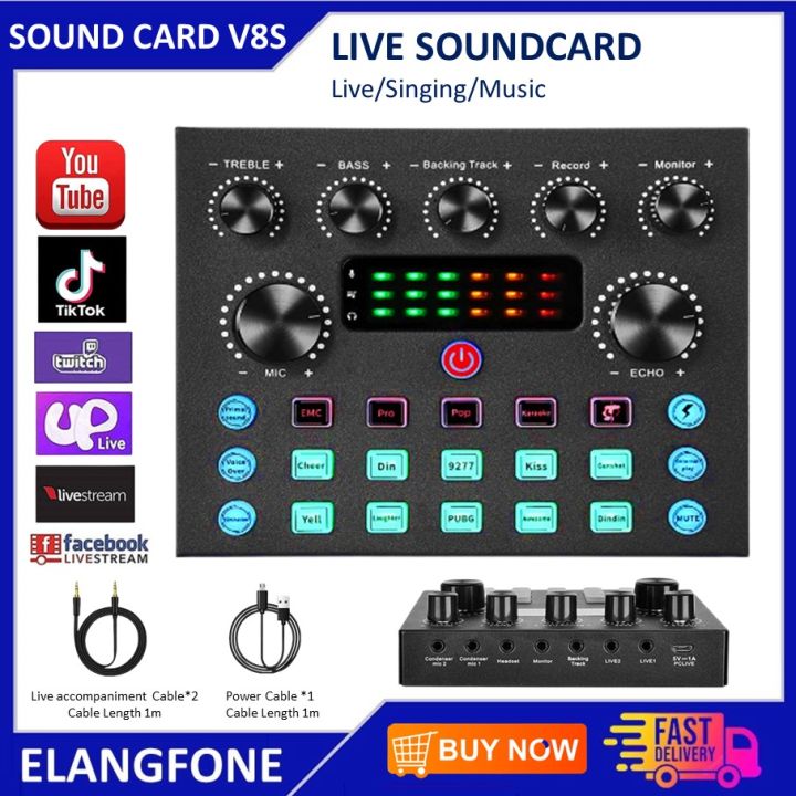 Soundcard V8S Sound Card V8s Bluetooth Live Mixer Audio USB External ...
