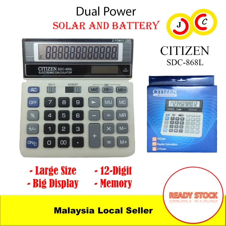 Ready Stock Citizen SDC-868L 12 Digit Large Size Desktop Calculator Big ...