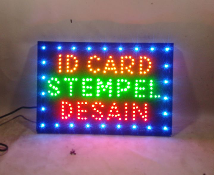 Papan lampu tulisan LED sign percetakan id card stempel desain | Lazada ...