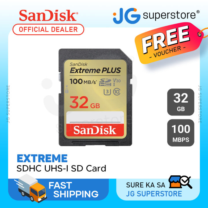 SanDisk Extreme SD Card 32GB UHS-I SDHC Class 10 with 100mb/s Read Speed | Model - SDSDXVT-032G ...