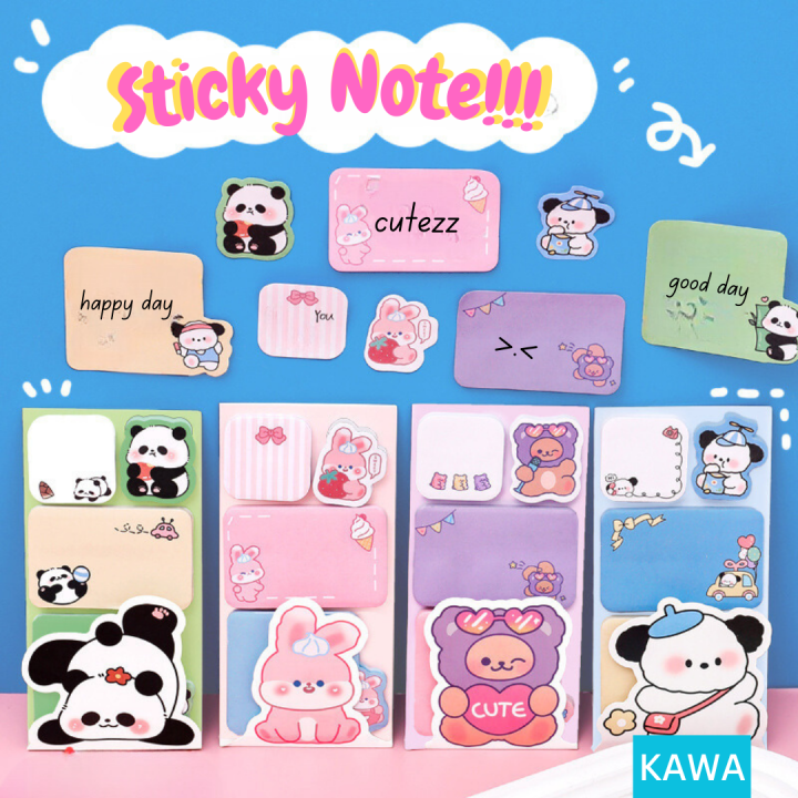 KAWA Sticky Notes 4 in 1 Isi 100 Lembar Kertas Catatan Tempel Lucu ...