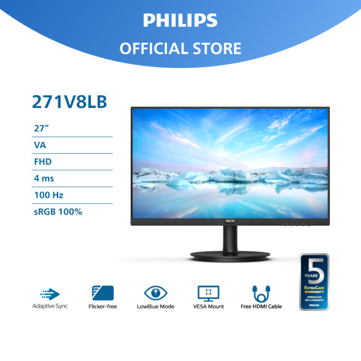 Philips 27" 271V8LB VA FHD 100Hz 4ms Vivid Adaptive Sync LED Monitor ...