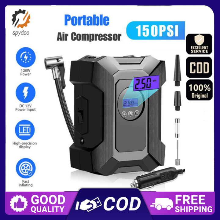 12V Digital Tire Inflator Car Portable Air Compressor Pump 150 PSI Car ...