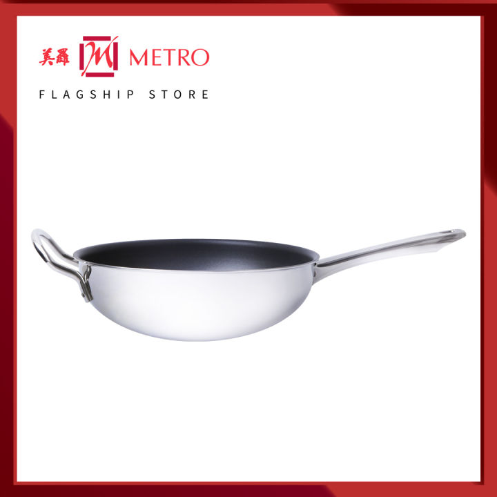 Safico 18/8 S/S 3-PLY Non-Stick Wok Pan With Handles ø28xH8.5cm 731SF-R ...