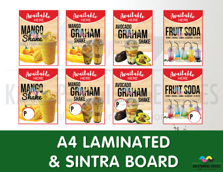 Food Signages Mango Shake, Mango Graham Shake, Avocado Graham Shake ...