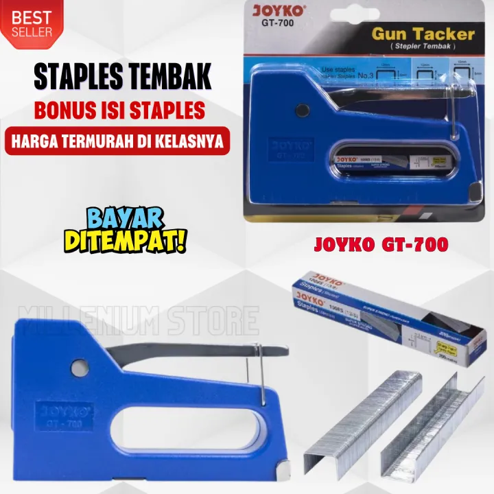(BONUS ISI STAPLES !!) / Gun Tacker / Stepler Tembak Joyko GT-700 / Gun ...