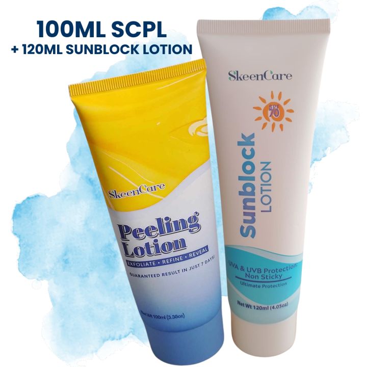 Duo 100ml Peeling Lotion Extra Strength +120ml Sunblock Lotion spf70 ...