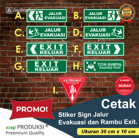 Cetak Stiker Sign Jalur evakuasi dan Rambu Exit, Akrilik 30x10cm ...