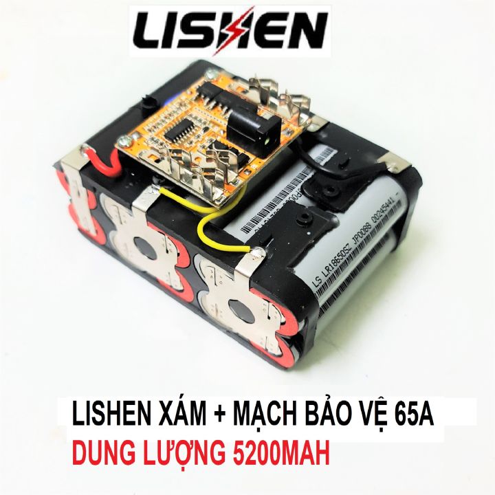 Pin 5S 21V 10 cell Lishen Xám 5200MAH Đóng sẵn + Mạch bảo vệ Makita 5S ...