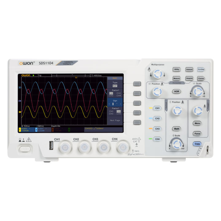 Owon SDS1104 4-CH Digital Storage Oscilloscope with 7-i-nch LCD Display ...
