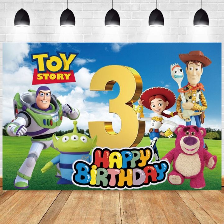 Custom Toy Story Happy Birthday Backdrop Cartoon Hudi Buzz Lightyear ...