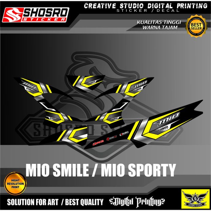 STIKER DECAL VARIASI STRIPING MOTOR YAMAHA MIO OLD/SMILE LIST KUNING ...