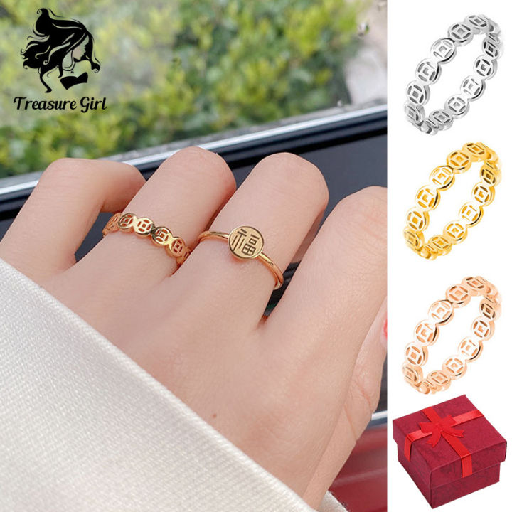 【Treasure Girl】CHARM Coin Ring Money Catcher Coin Blessed Ring Dose Not ...