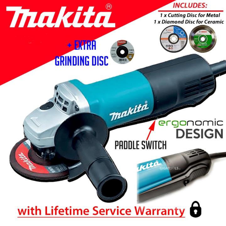 Makita 9556HP Angle Grinder 4 840W with Paddle Switch, Grinding Disc ...