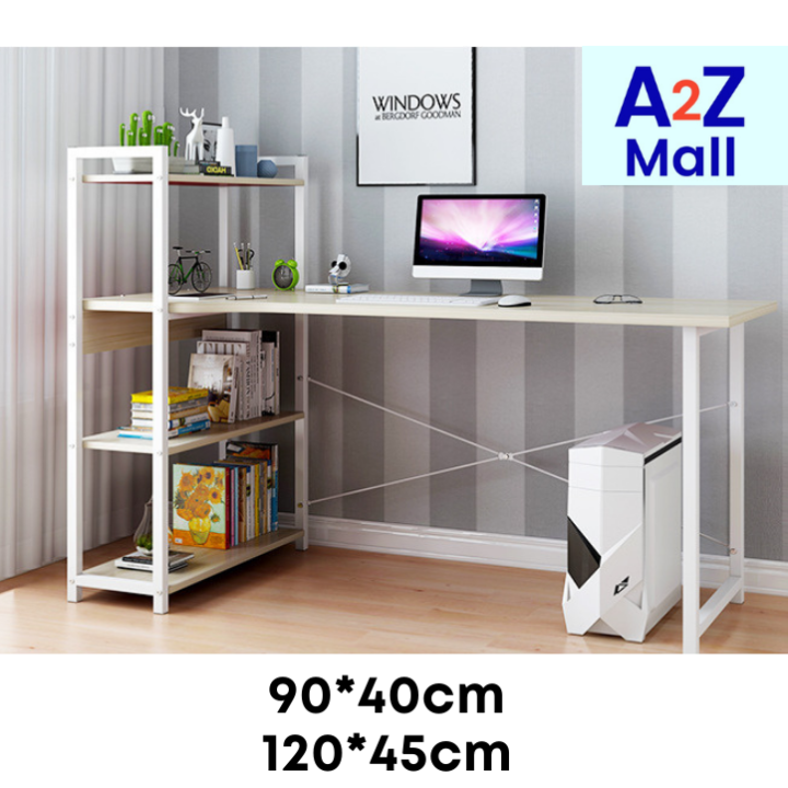 120cm Modern Study Table Writing Desktop With 3 Tier Bookshelf/Rack ...