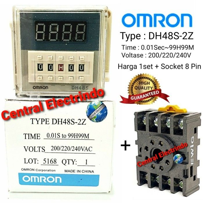 TIMER RELAY DH48S COUNTER DIGITAL OMRON 220VAC/DC12V/24V+SOCKET 8PIN ...