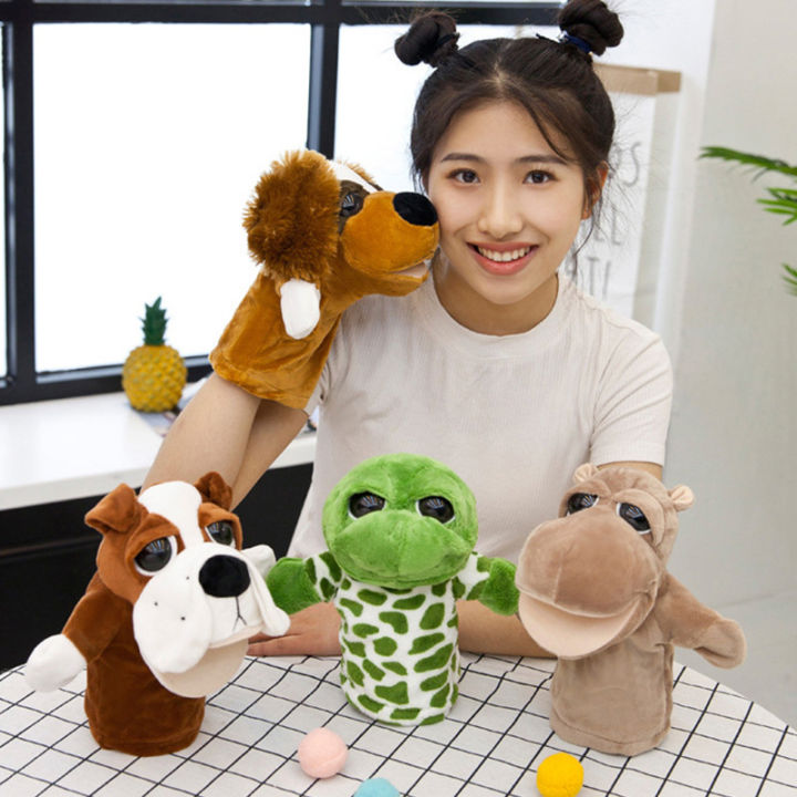 Cartoon Animals Hand Puppet Plush Toy Panda Lion Open Mouth Baby ...