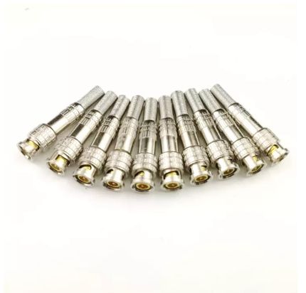 10pcs BNC MALE CONNECTOR FOR RG-59/ RG6 COAXIAL CABLE BRASS END CRIMP CABLE SCREWING CAMERA FREE ...
