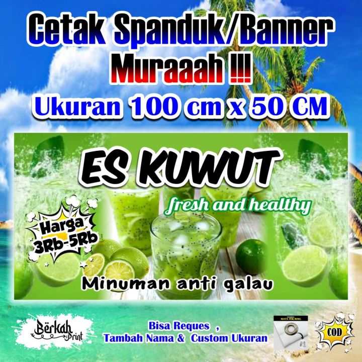 Spanduk Banner Es Kuwut ukuran 1 Meter x 50 cm | Lazada Indonesia