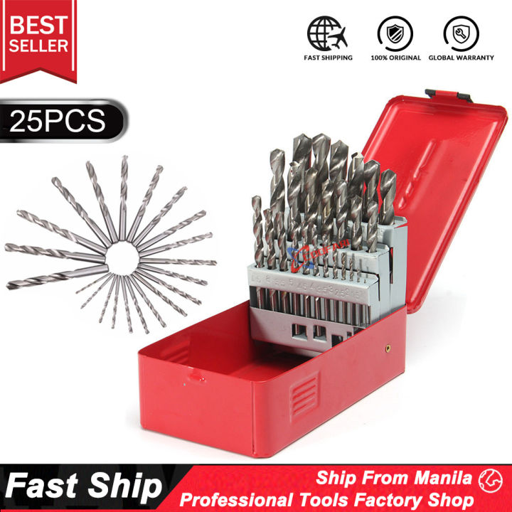High Quality 25Pcs Twist HSS Metal Drill Set Drilling Bit Tool 1-13mm | Lazada PH