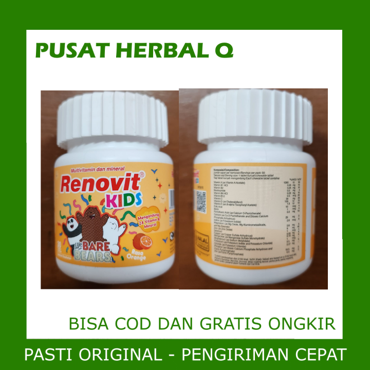RENOVIT KIDS BOTOL 30 TABLET KUNYAH MULTIVITAMIN DAN MINERAL ANAK ...