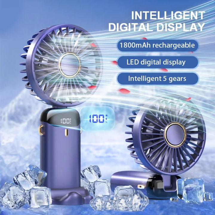 Panasony Mini Fan Portable USB Rechargeable Digital-display Multi-gear ...