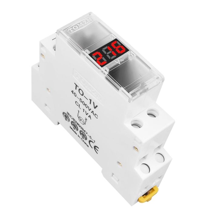 Din Rail Single Phase Voltage Meter AC 40-500V Modular Voltmeter Gauge ...