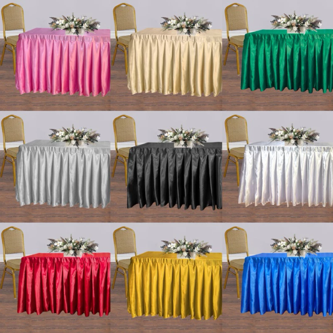 SILK SKIRTING TABLE CLOTH Pleated Style Banquet Catering Buffet Table ...