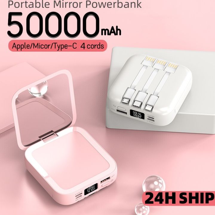 100% original power bank 50000mAh mini power bank with make-up mirror ...