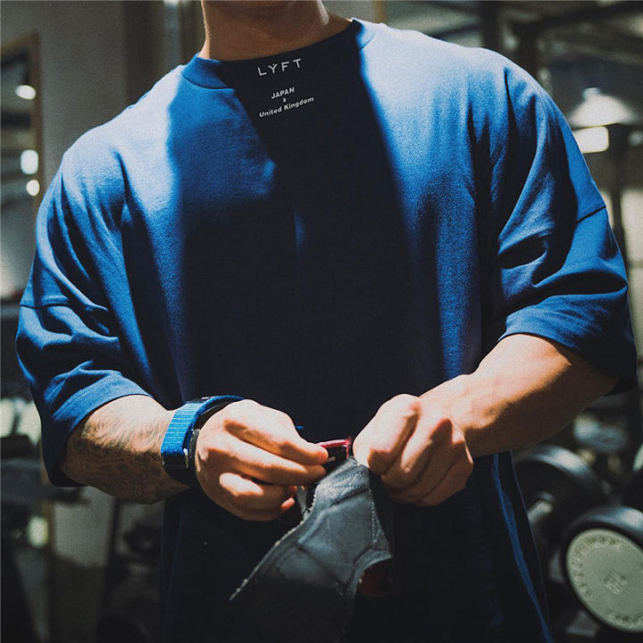 LYFT Running Oversized T shirt Men Gym Bodybuilding Fitness Loose ...