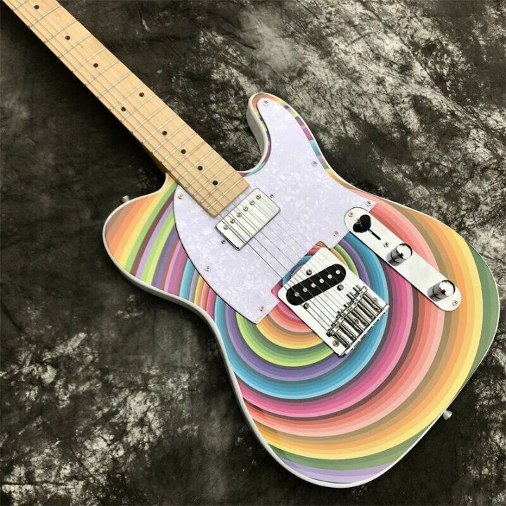 Rainbow colors Electric Guitar Fender telecaster Hand drawn Limited ...