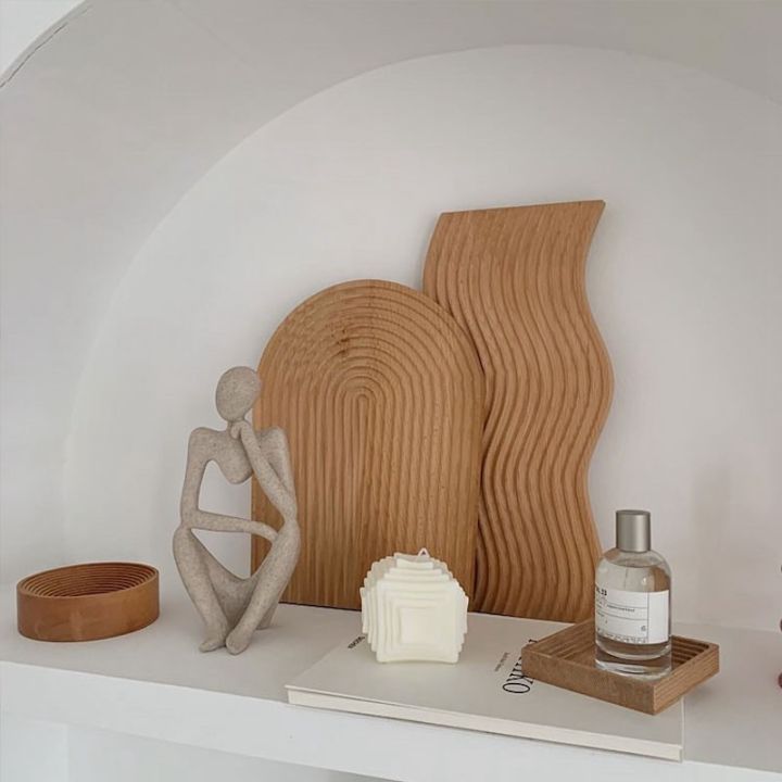 Shopware Nordic Scandinavian Wooden Artsy Curves Geometric Shaped Tray ...