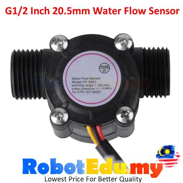 Pipe G1/2 G 1/2 Inch 20.5mm YF-S201 Water Flow Sensor Meter Fluid Hall Effect Flowmeter Flowrate ...