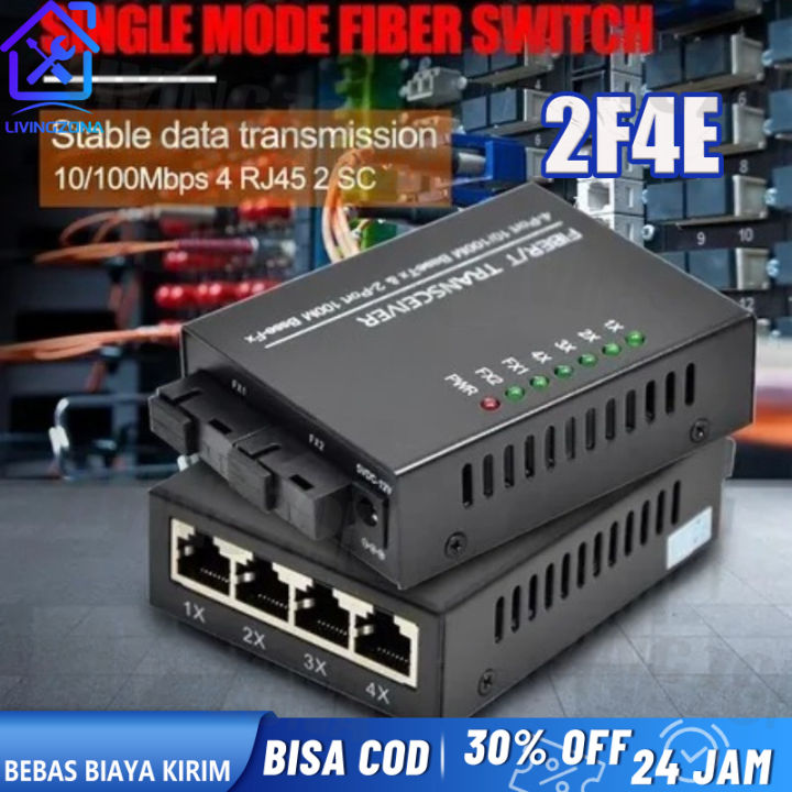 Media Converter 10M/100M 2 Port FO 4 Port LAN Ethernet Fiber RJ45 Fiber Optic Ethernet Converter ...