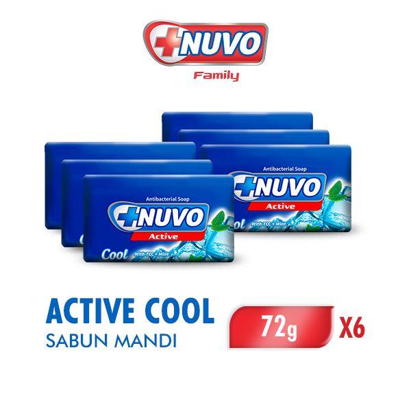 [Paket isi 2] NUVO Family Sabun Batang Active Cool 72g x 3 pcs | Lazada Indonesia