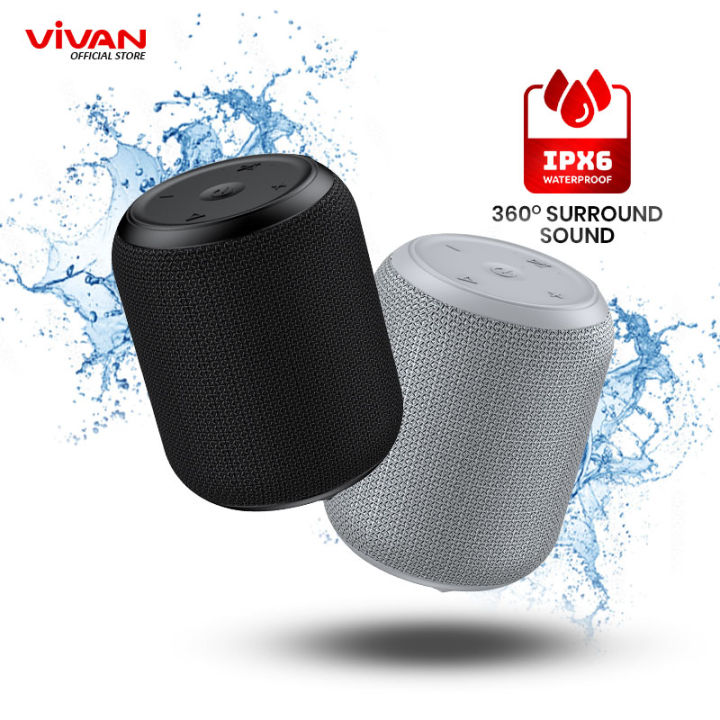 VIVAN Bluetooth Speaker Surround Sound 360° Waterproof IPX6 Hi-Fi TWS ...