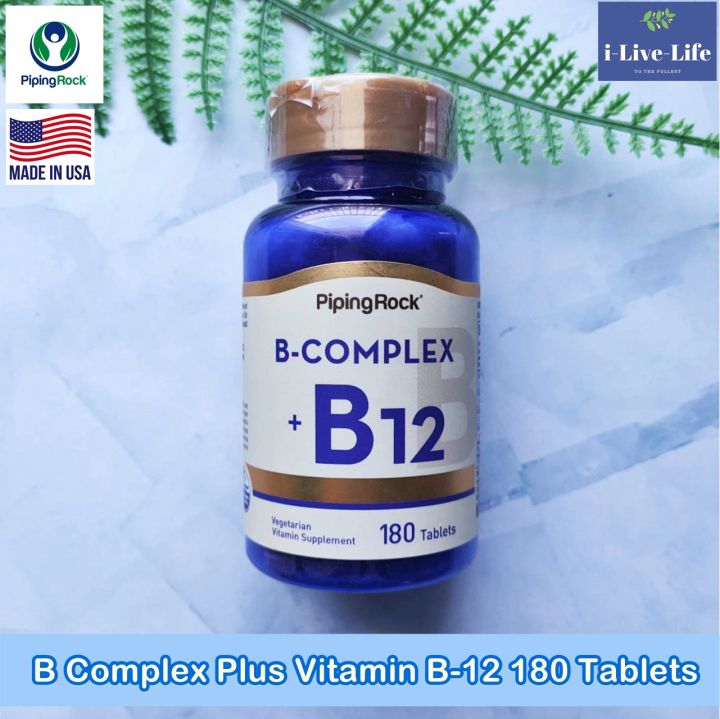 วิตามินบีรวม B-Complex Plus Vitamin B-12 180 Tablets - PipingRock ...